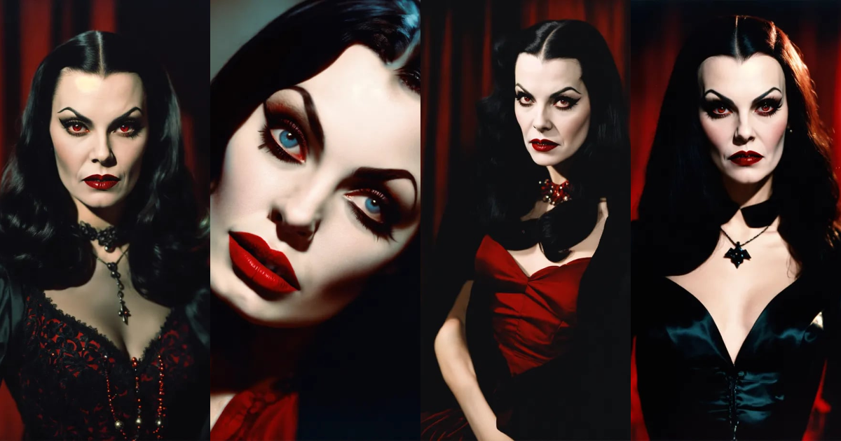 Lexica - Photo quality portrait of vampira as a gothic vampire with red ...