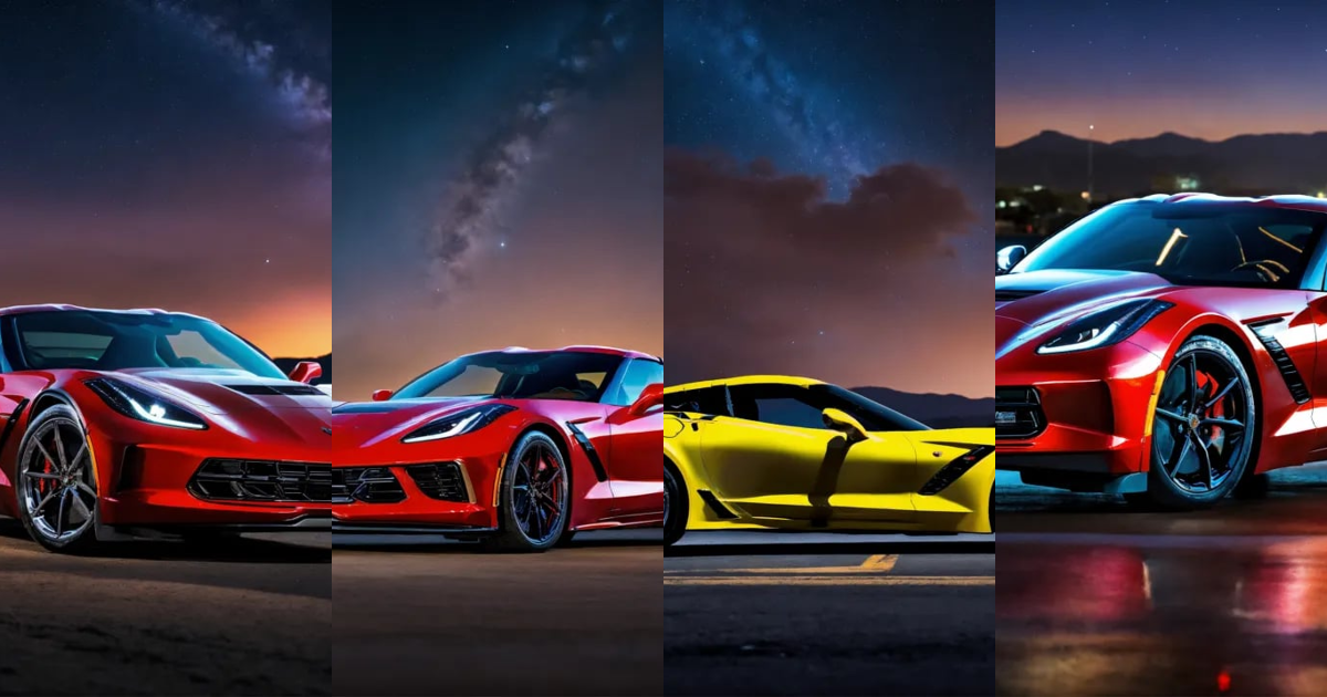 Lexica - Photorealistic color portrait of a 2022 chevy corvette against ...