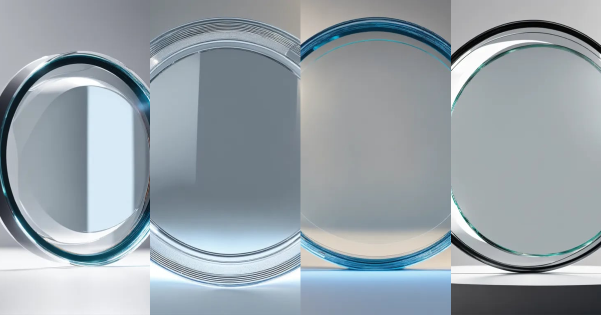 Lexica - Optics glass thin circle side view rotated, illuminated ...