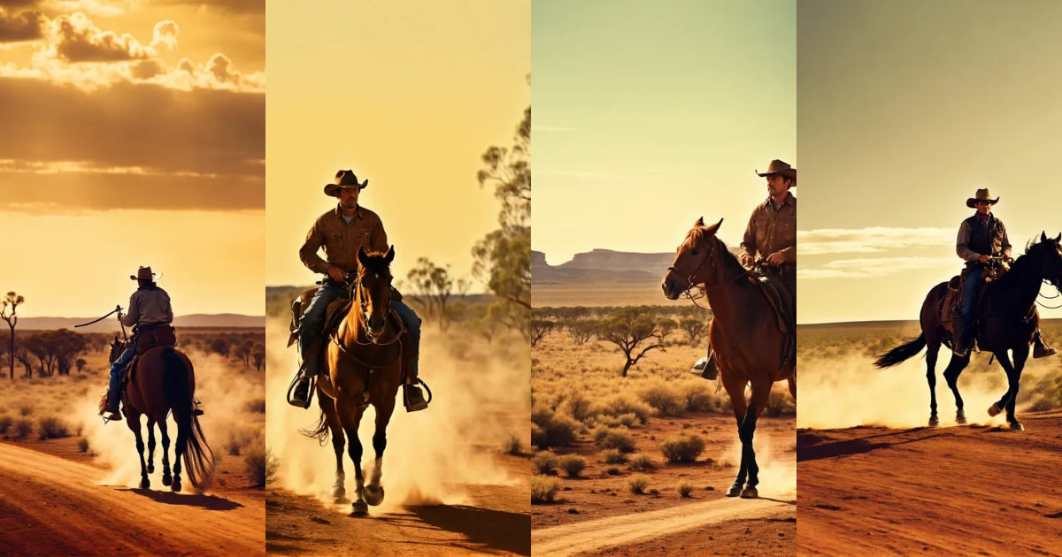 Lexica - A photograph of a cowboy on a horse riding off into the ...