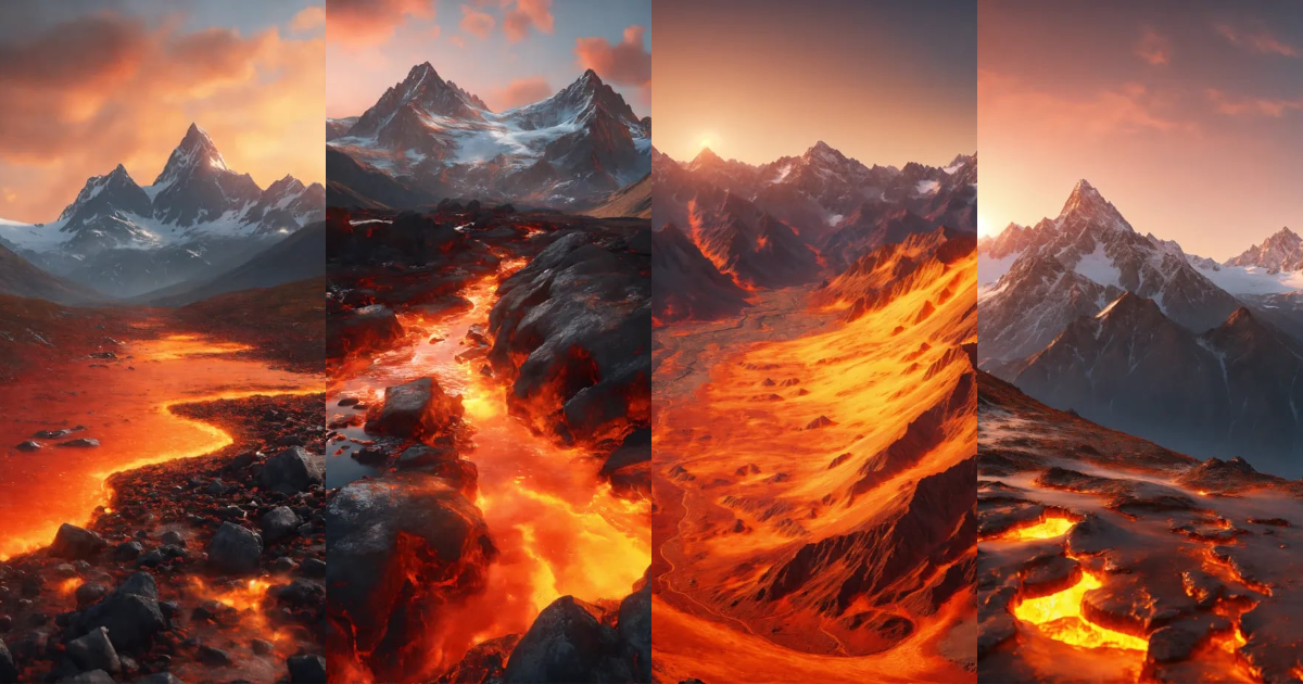 Lexica - High temperature mountains melting photorrealistic 8k