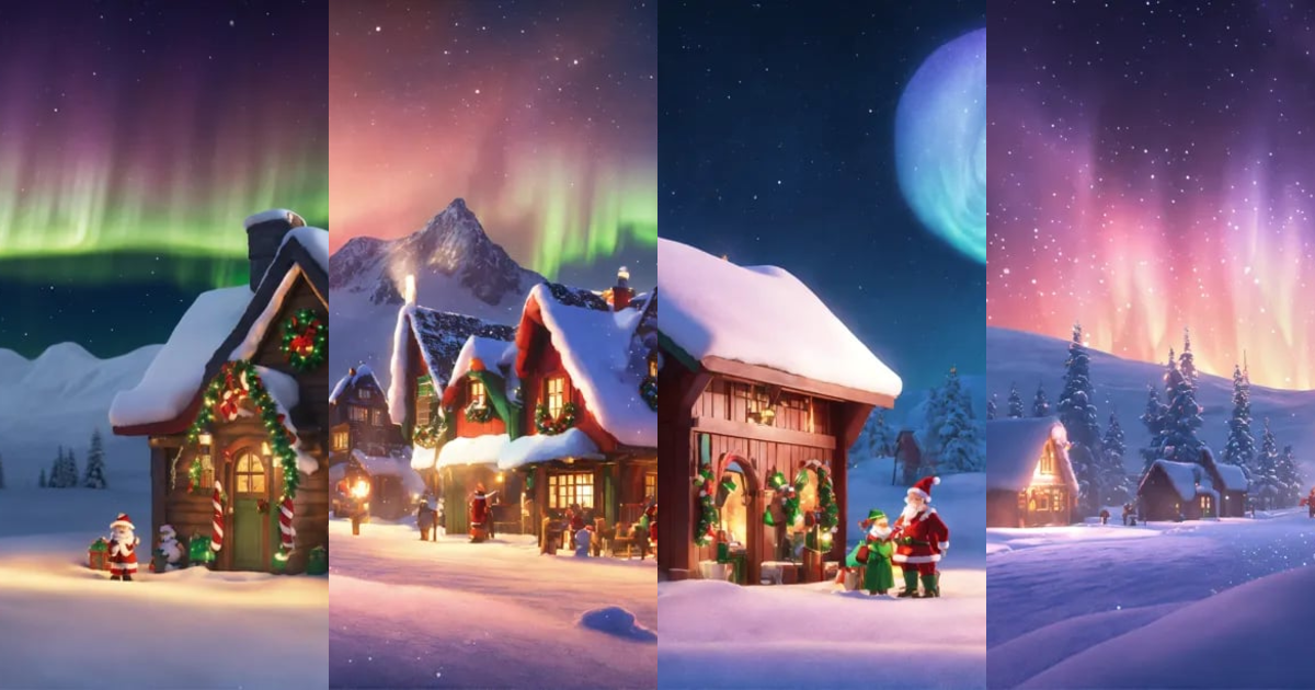 Lexica - 3d“Describe a magical Christmas scene at the North Pole where ...