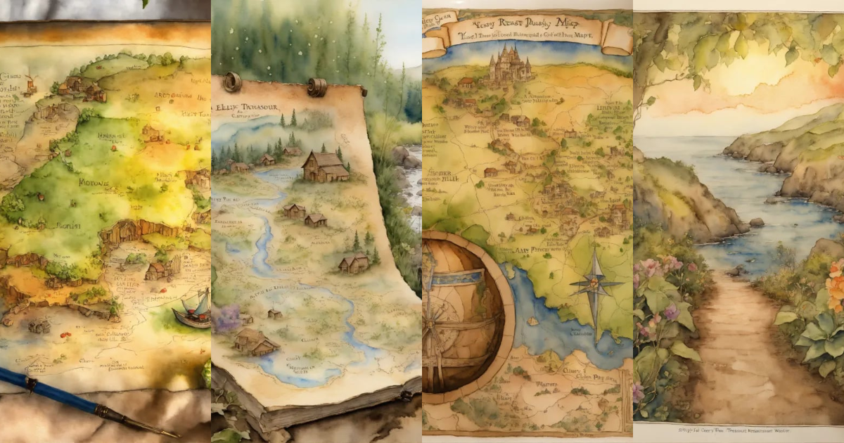 Lexica - A Elvish Treasure map, realism, sharp focus, soft and gentle ...