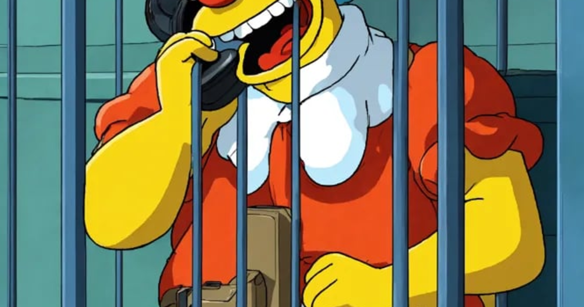Lexica - A clown from the Simpsons cartoon is sitting in jail talking ...