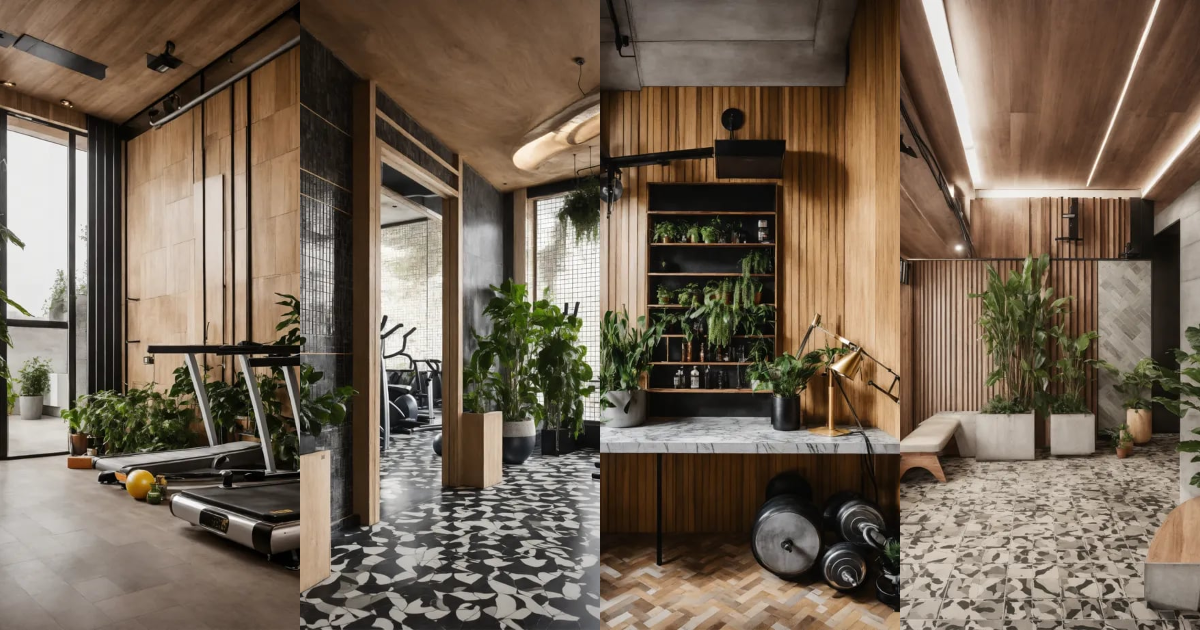 Lexica - Fitness, gym, avangard, interior, cozy, wood, concrete, marble ...