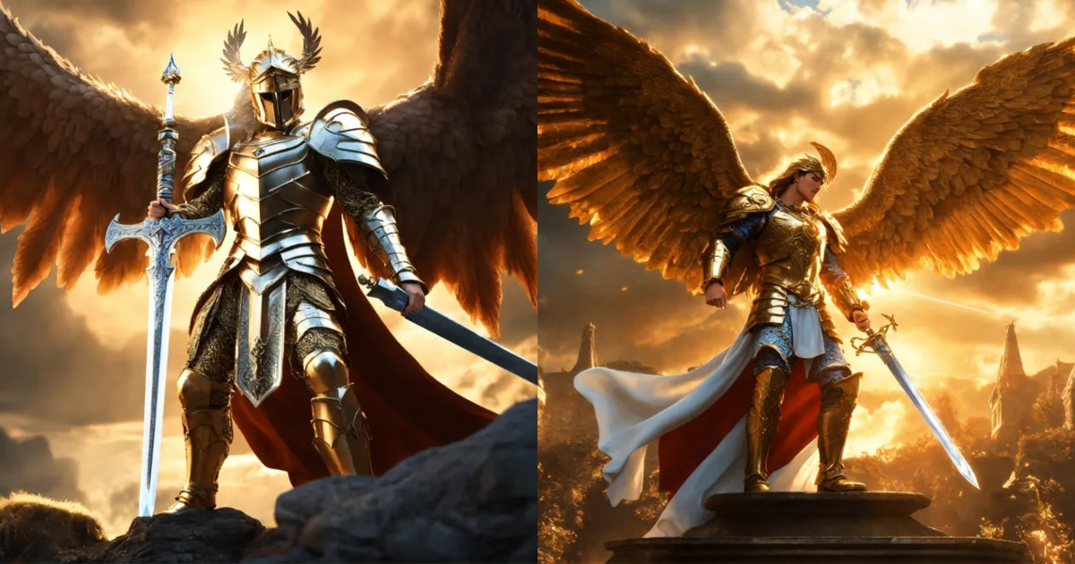 Lexica - The mighty Archangel Michael uses Heaven's excalibur sword to ...