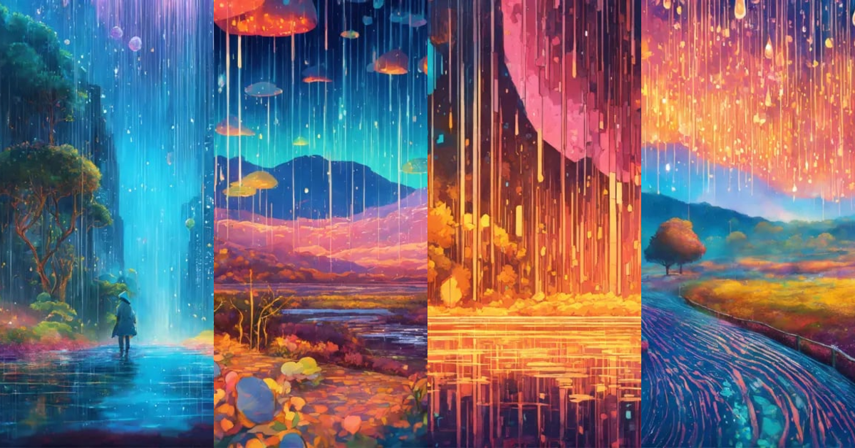 Lexica - An hyper detailed illustration of rain, which cast a calming ...