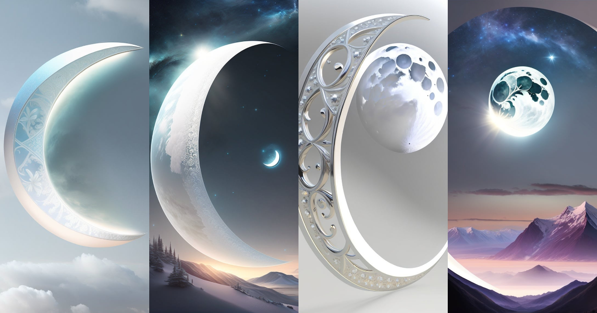 Lexica - A serene and ethereal depiction of a gentle crescent moon in a ...