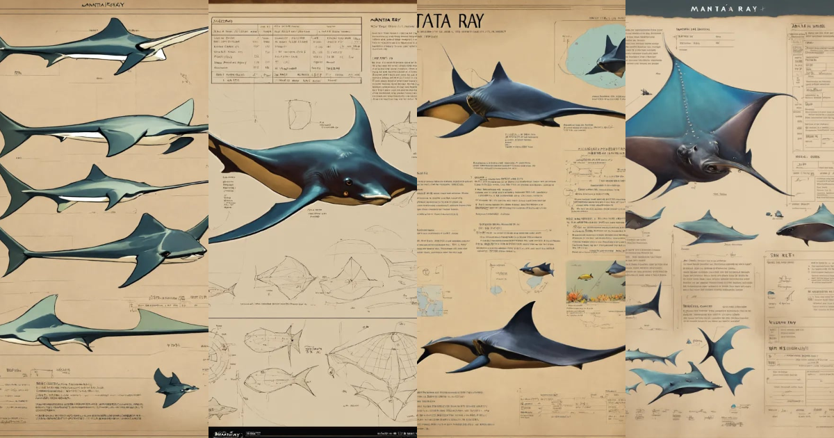 Lexica - Manta ray, character sheet, character design, chart, reference ...