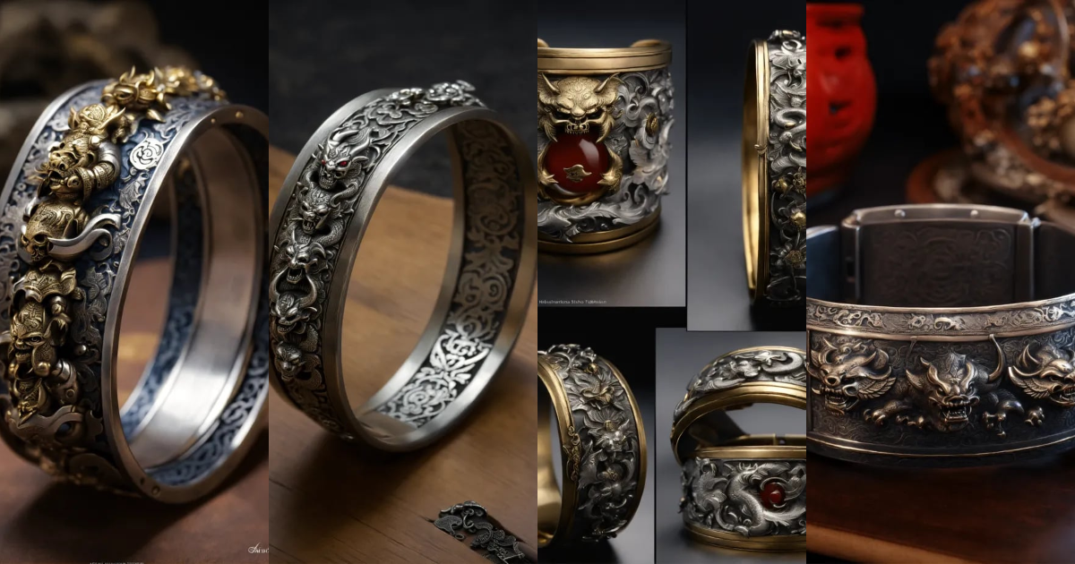 Lexica - Meiji Period demon bracelet, Ford Hallam Style, Shibuichi ...
