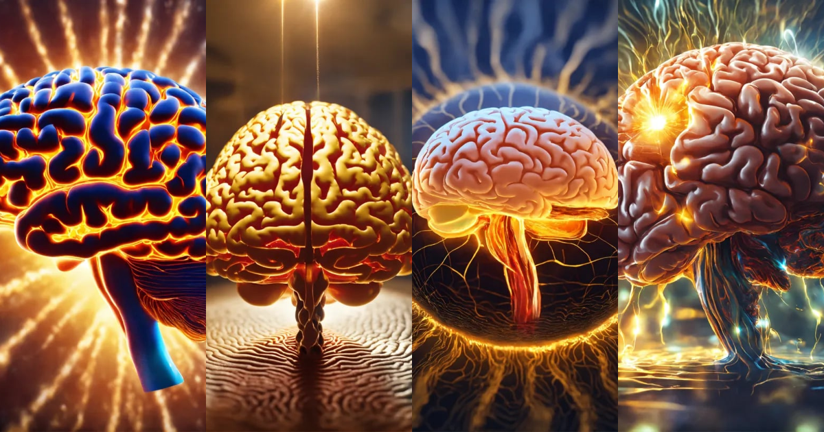 Lexica - A brain with a ripple effect of light radiating out from the ...