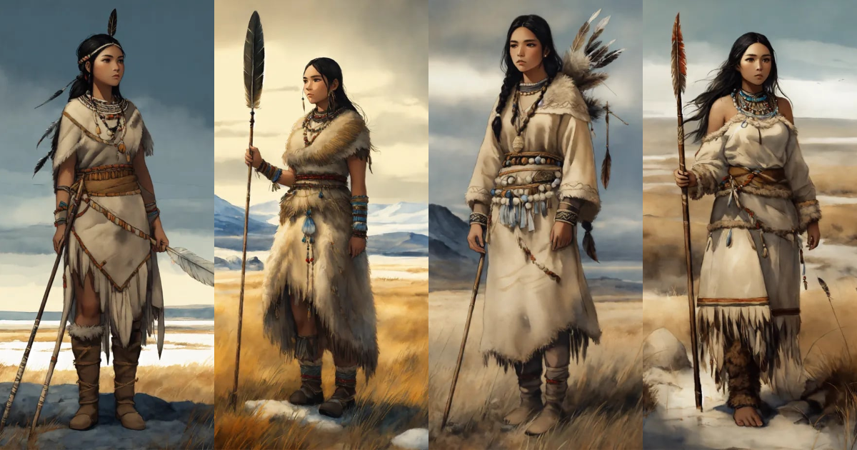 Lexica - Full body Illustration of an inuit woman, young, 18 years old ...