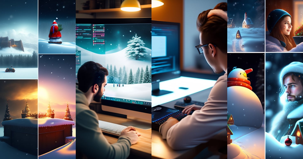 Lexica - GameDev, programmer work at Christmas and snow