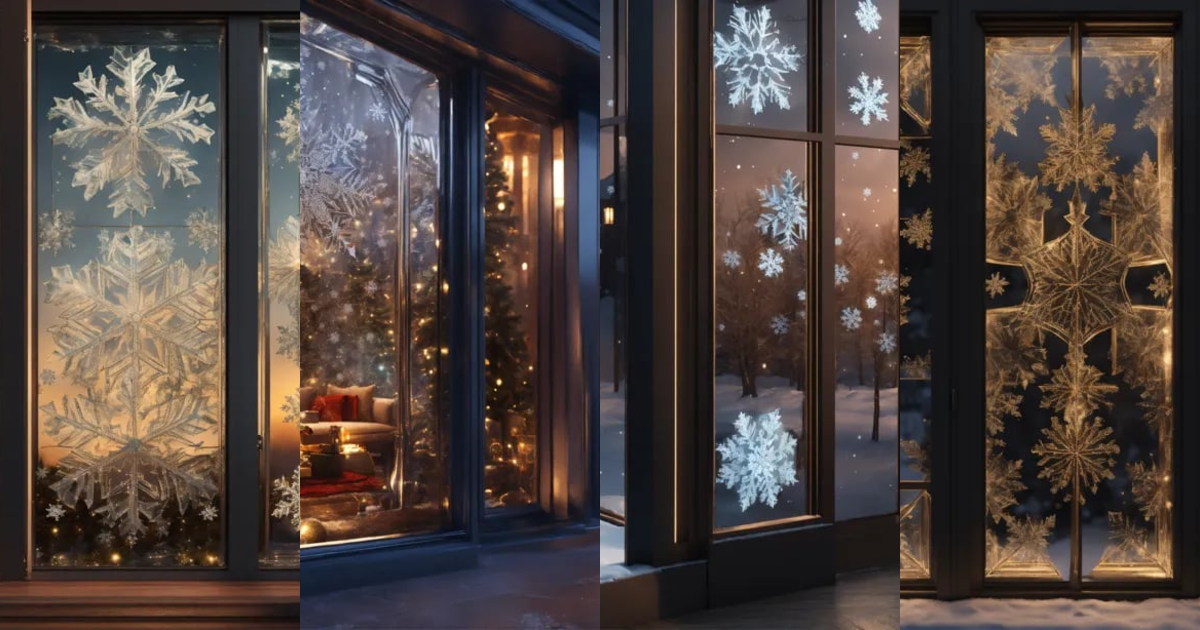 Lexica - 3D stunning detailed glass windows Christmas snowflakes ...