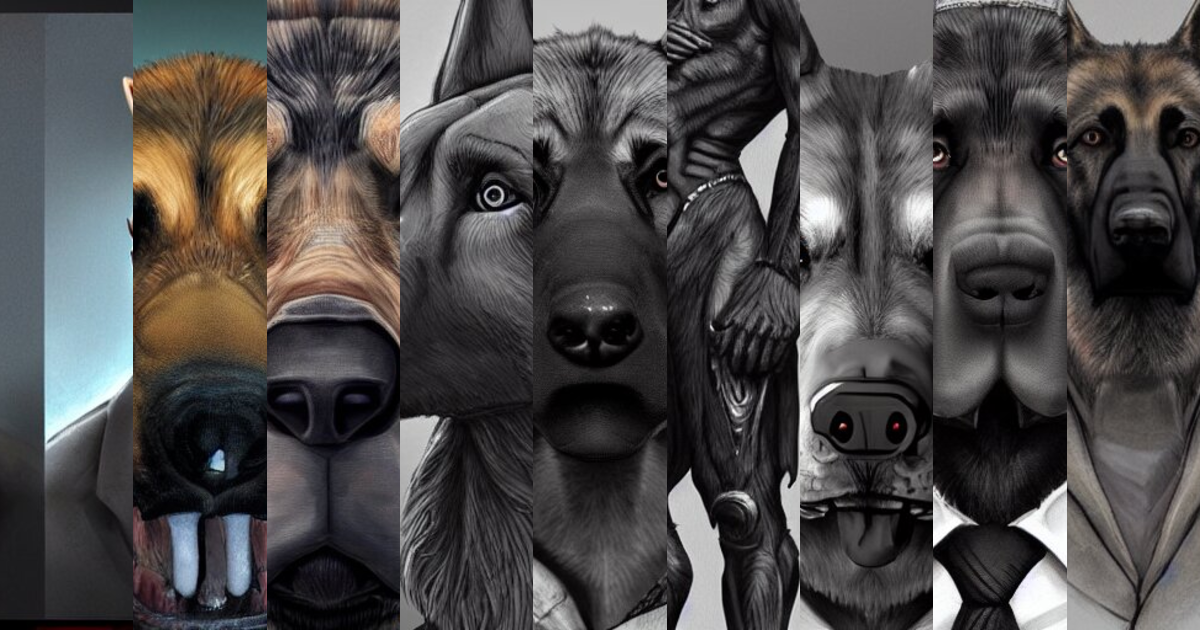 Lexica - A humanoid german shepherd beast - man, wearing suit, highly ...