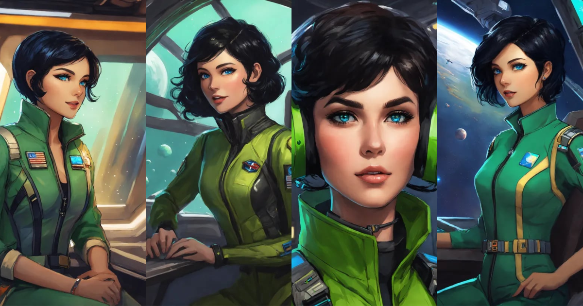 Lexica - Olivia de Berardinis art style, female spaceship captain ...