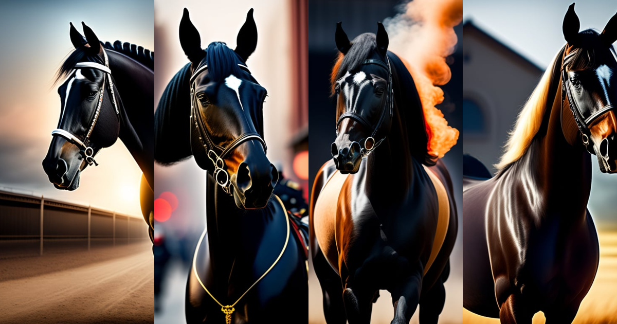 Lexica - Picture of a black horse with riot gear