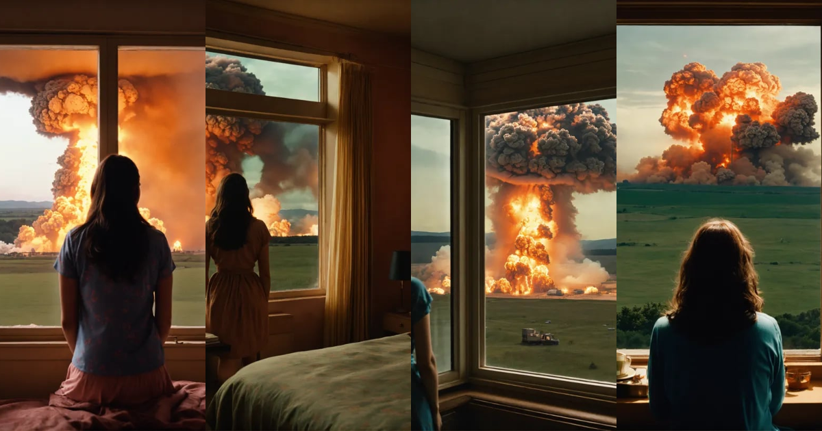 Lexica - A photograph of a woman with long brown hair watching a ...