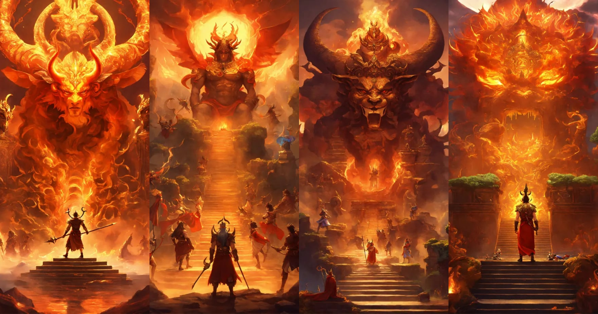 Lexica - Visualize a scene where the gods and demons stand together ...