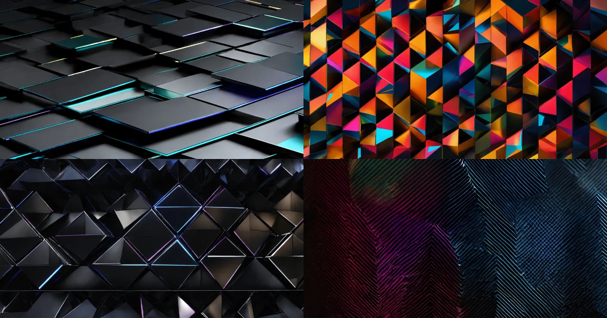 Lexica - Geometric parallelograms black background, shiny texture ...