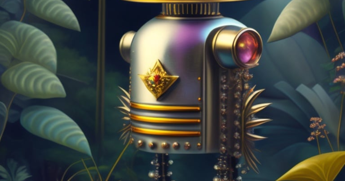 Lexica - Magic trippy silver 1950;s spiked robot with attitude, jewel ...