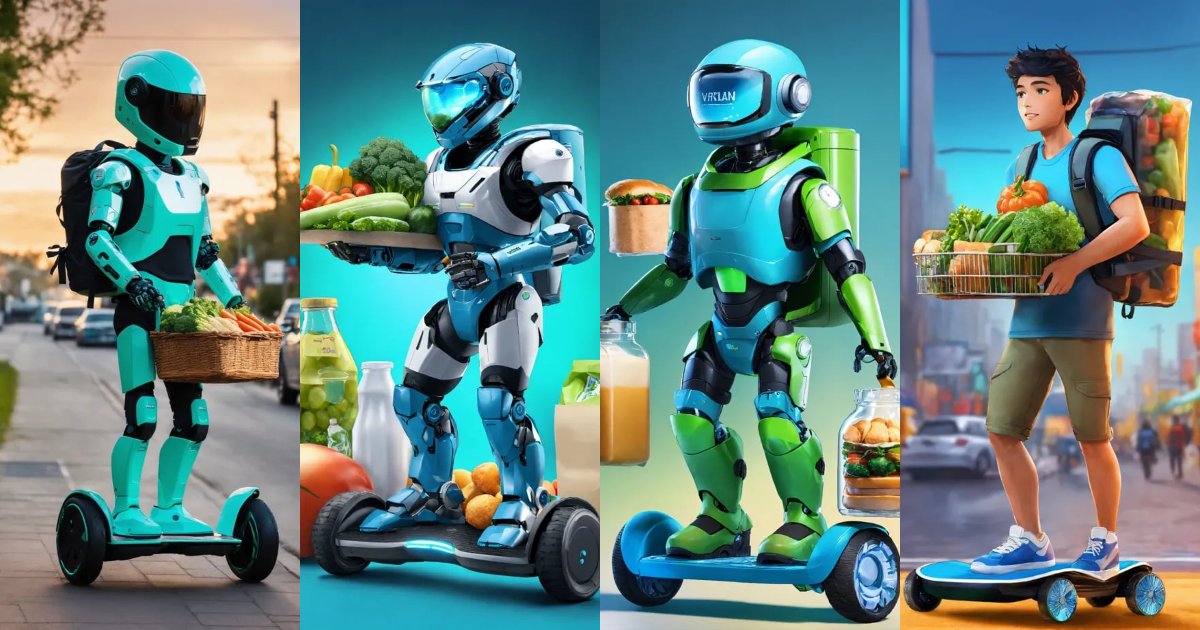 Lexica - A passionate male robot on hoverboard, realistic man face ...