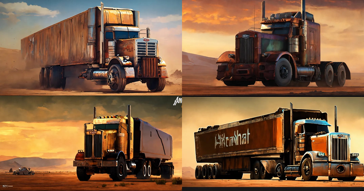 Lexica - Semi truck cyberpunk post-apocalyptic Peterbilt with a ...