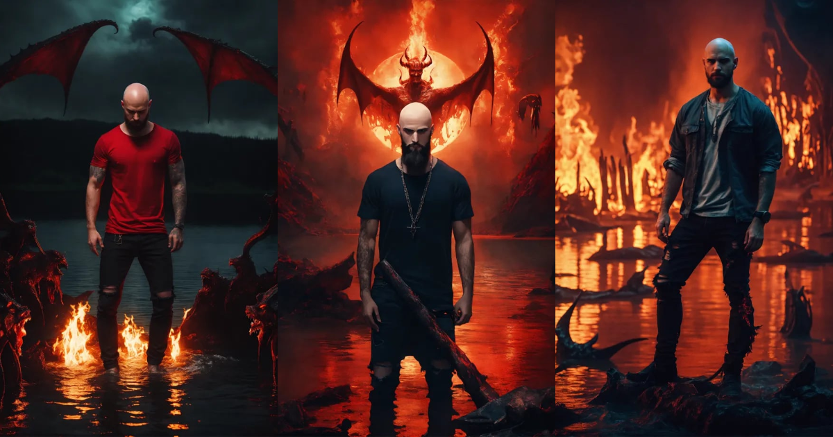 Lexica - A young bald man with beard dressed as satan 8k modern day ...