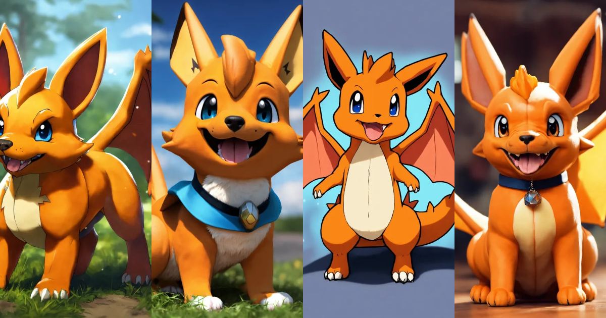 Lexica - Charizard from Pokémon if it was a dog, cute face, cute ...