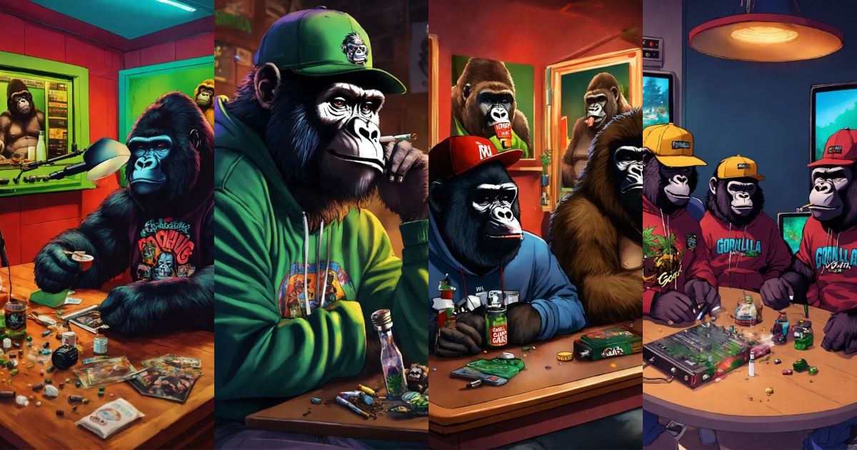 Lexica - Gangster gorillas smoking cigars and wearing SnapBacks and ...