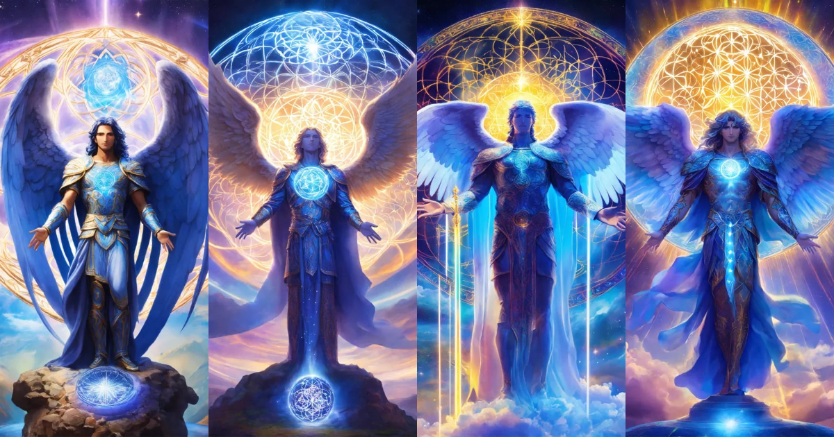 Lexica - A lightful Archangel Michael stands on earth globe he has a ...