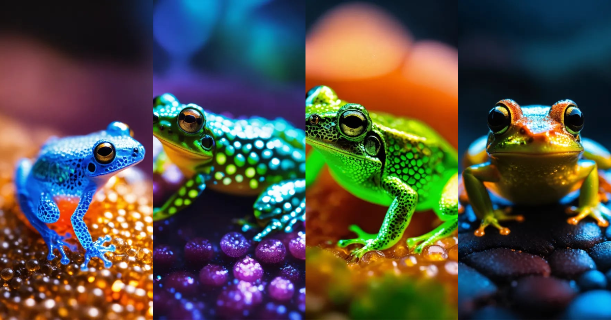 Lexica - A tiny frog. bubble wrap bioluminescent, Portrait, Close up ...