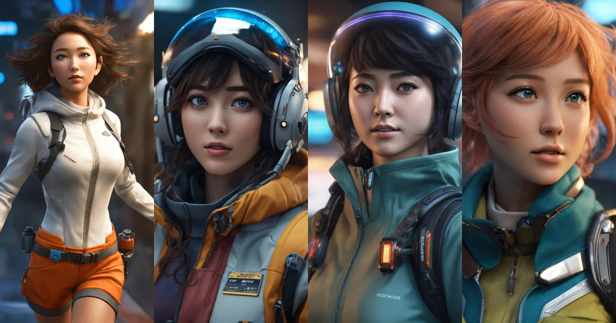 Lexica - 3D rendered, realistic 2020s sci-fi extroverted female, full ...