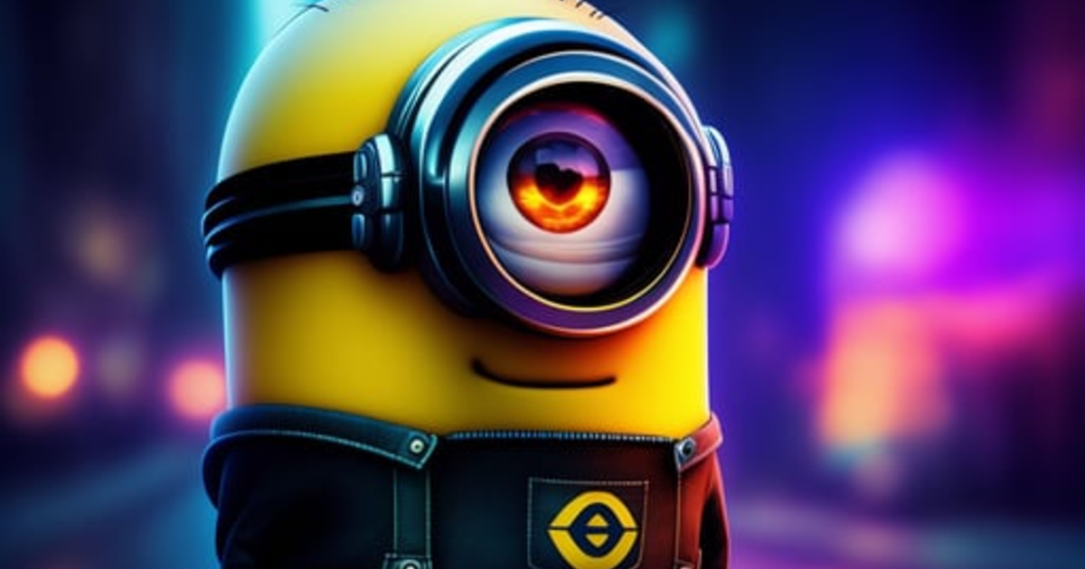 Lexica - Minion in night cyberpunk city