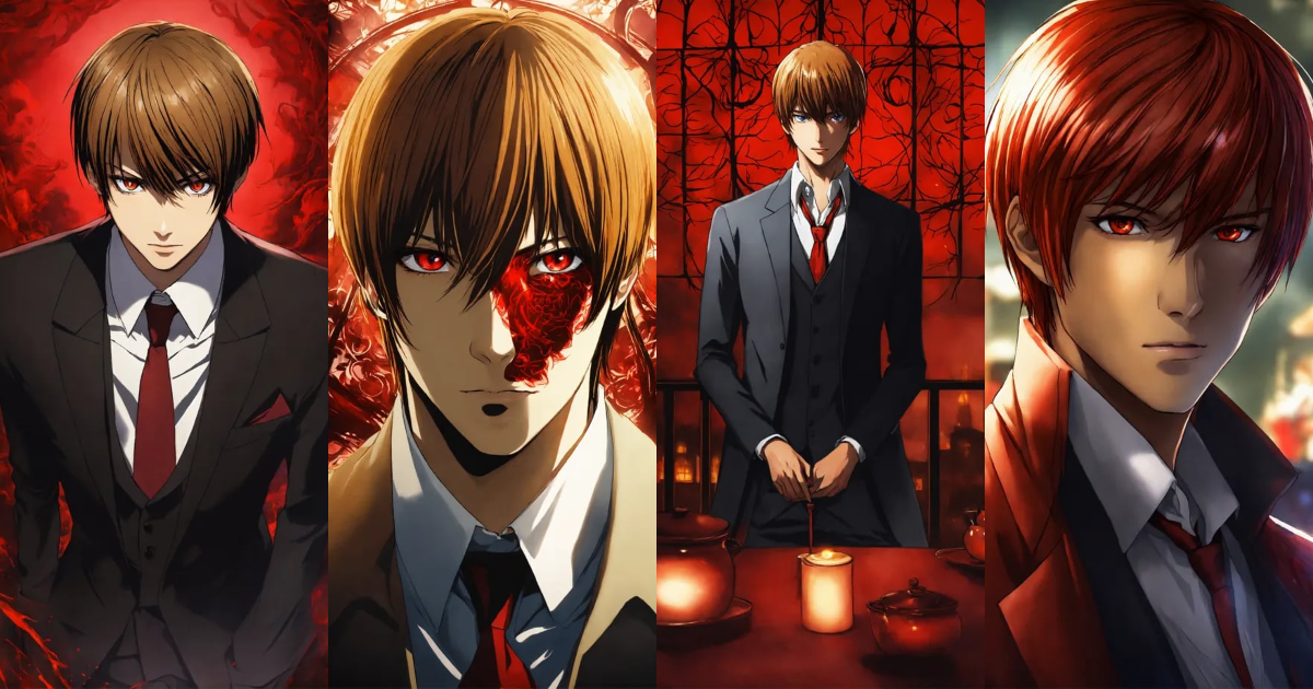 Lexica - Light Yagami regard mystérieux avec les yeux rouge