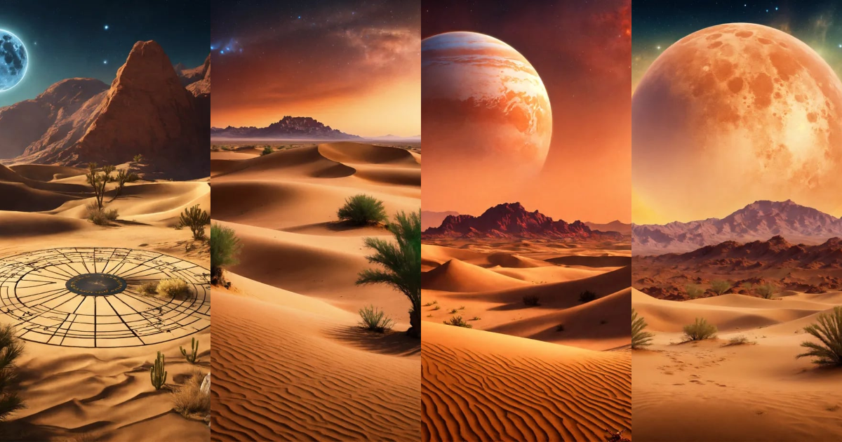 Lexica - Scorpio Pluto zodiac theme with desert oasis background with ...