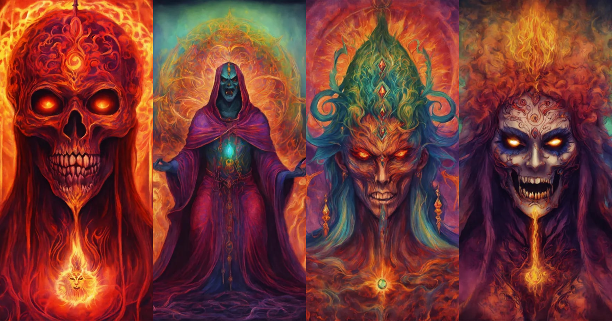 Lexica - Colored pencyl drawing of evil spirit, spiritual obsessor.