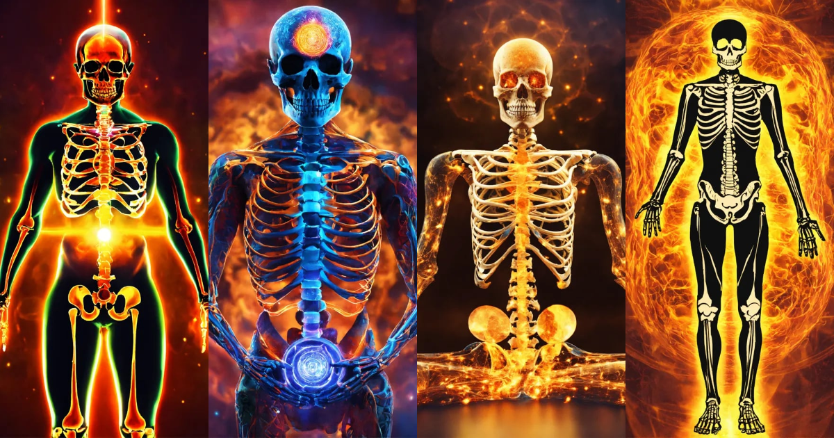 Lexica - Chakra min body and soul , skeleton body turning into matter