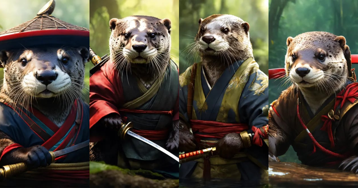 Lexica - Otter samurai. Jungle. Hyper realistic.