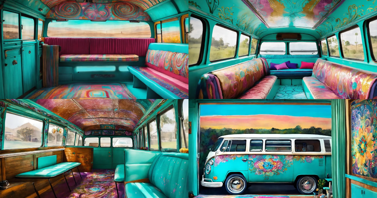 Lexica - Concept art of hyper realistic turquoise Volkswagen bus ...
