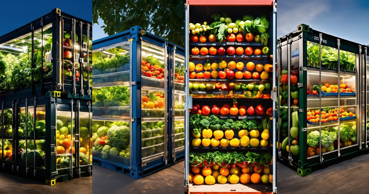 Lexica - A see through cargo shipping container with fruits and ...