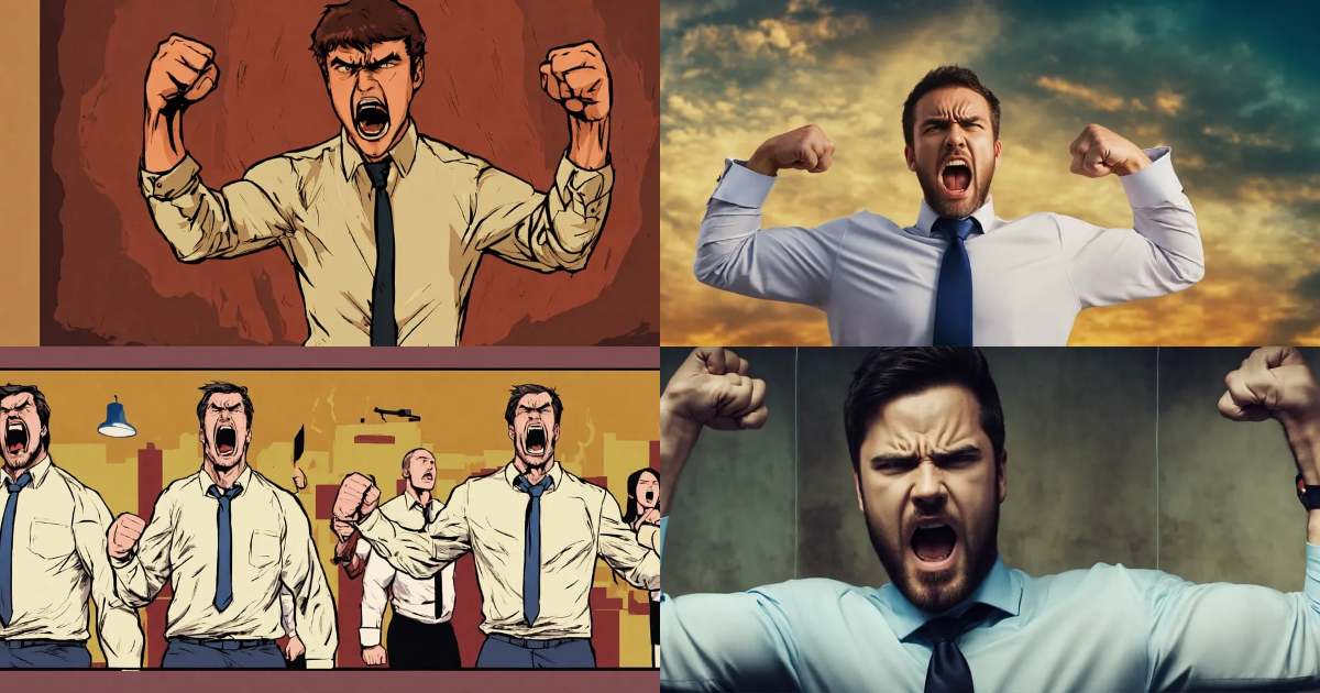 Lexica - Anger management, angry man with fists in the air, long sleeve ...