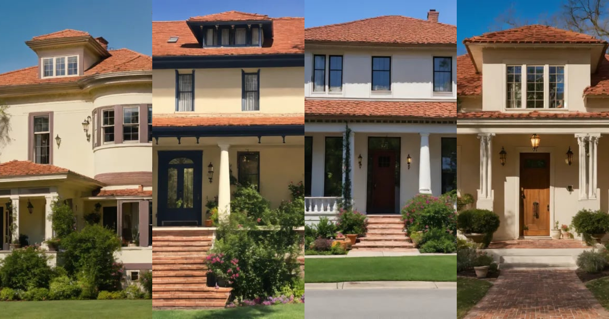 Lexica - 1920s stucco colonial revival house with a terra cotta roof