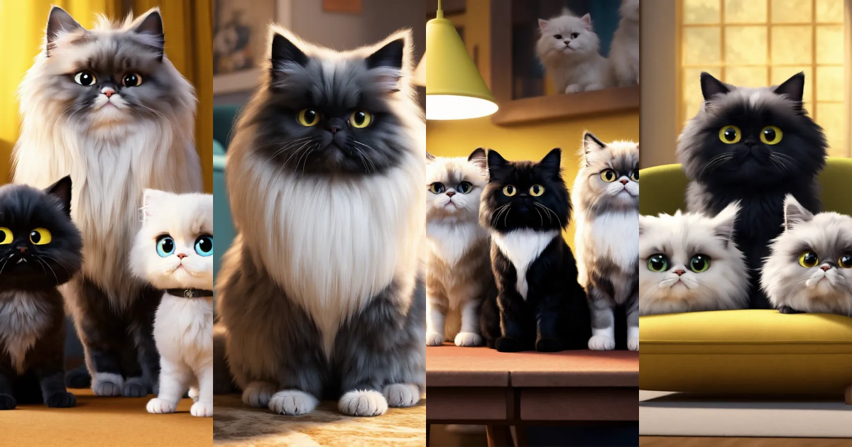 Lexica - Make Disney pixar poster. three peak nose persian cats. one ...