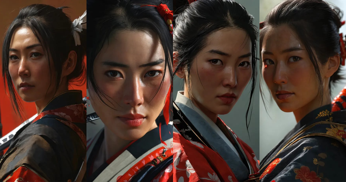 Lexica - "female Japanese ronin", heroine, katana, samurai, portrait ...
