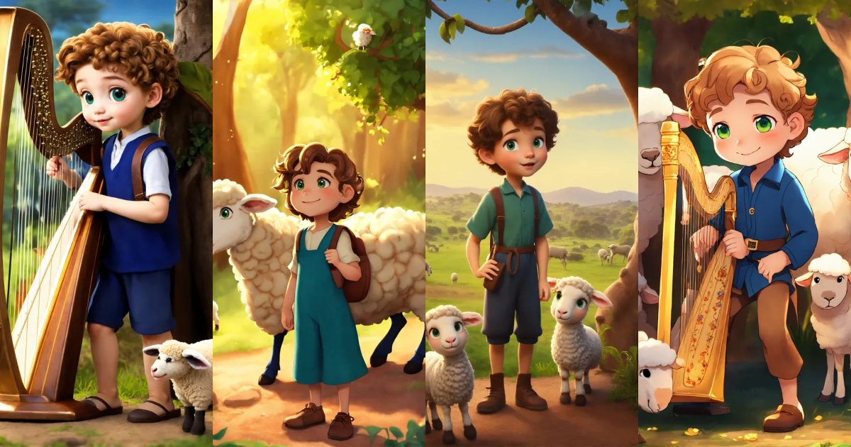 Lexica - Animation Cute boy cartoon, harp Animation , Green eyes, 15 ...