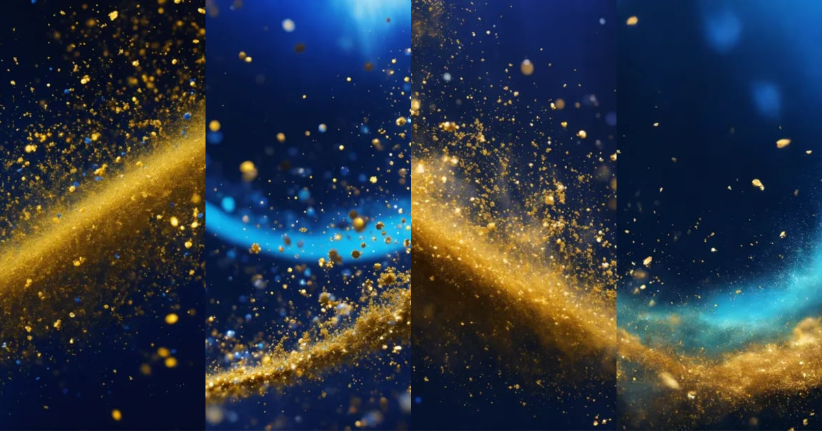 Lexica - Blue dust particles and gold dust particles flying gracefully ...