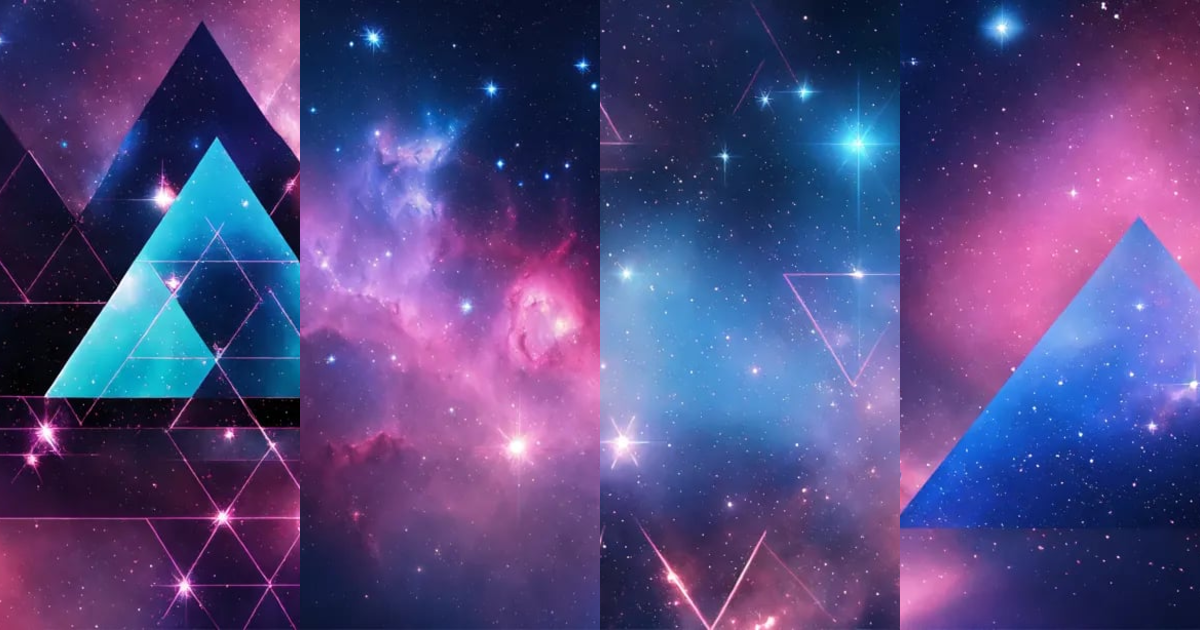 Lexica - Triangles stars on a space nebula blue and pink