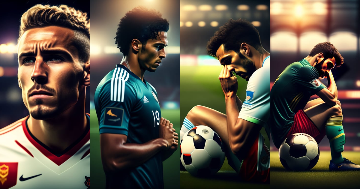 Lexica - Soccer player sad after lose a final game, sadness, realistic