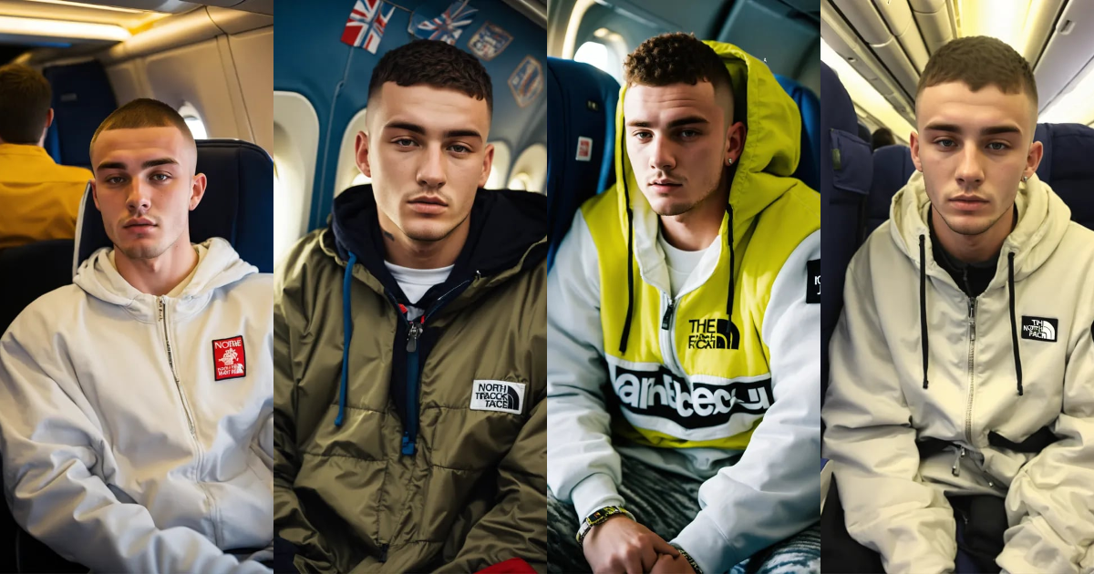 Lexica - White british roadman chav, aged 21, he is wearing a north ...